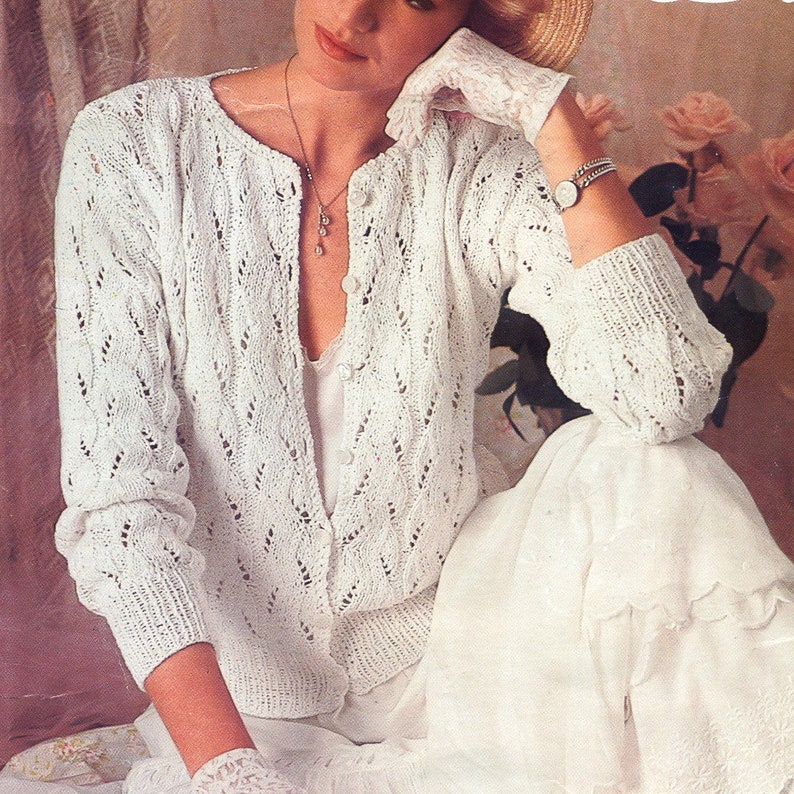 Vintage KNITTING PATTERN Knit Summer Cardigan PDF Tutorial Cotton Linen ...