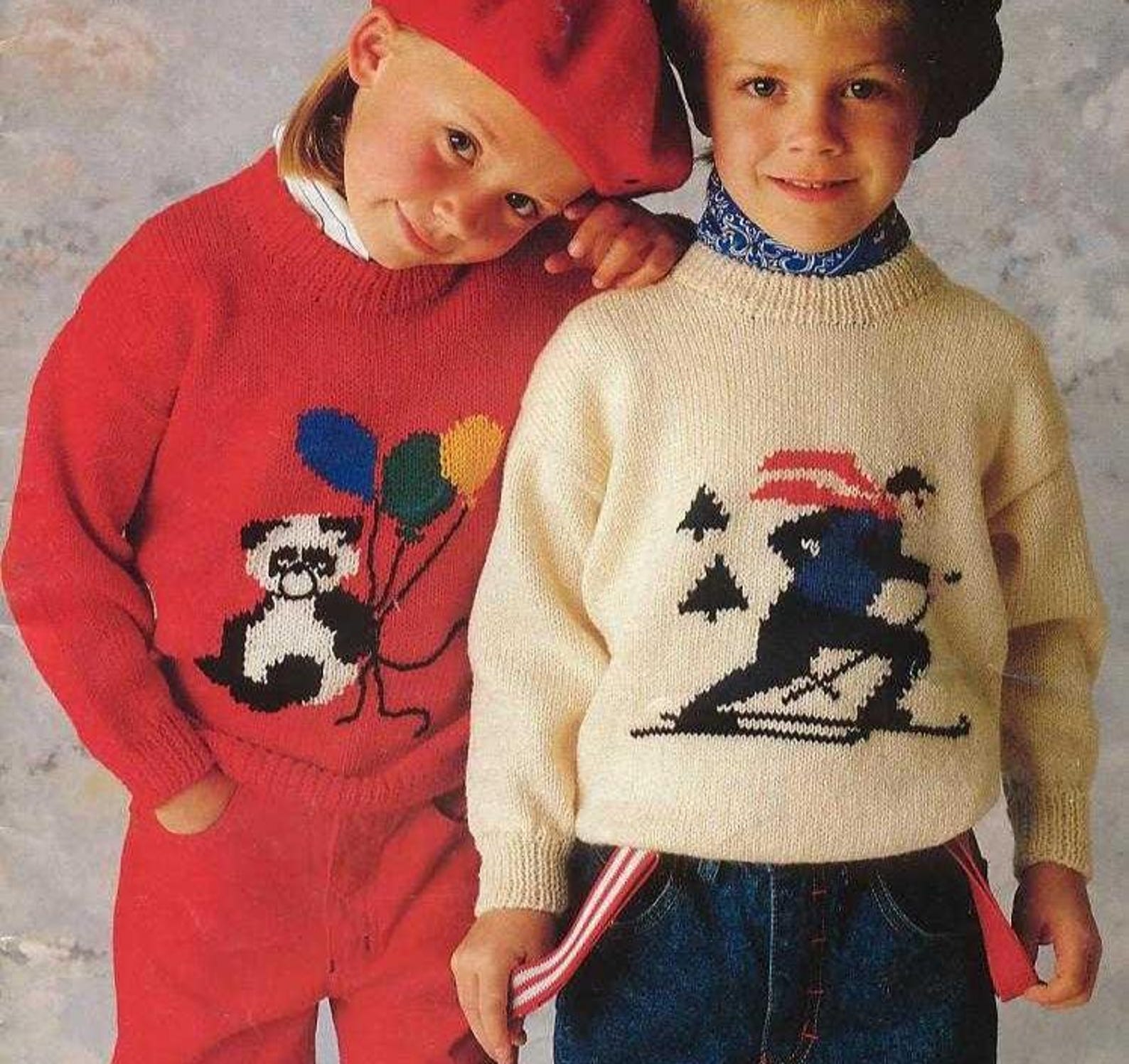10 Knitting Patterns, Knit Sweaters for Children, Vintage 80s Booklet ...