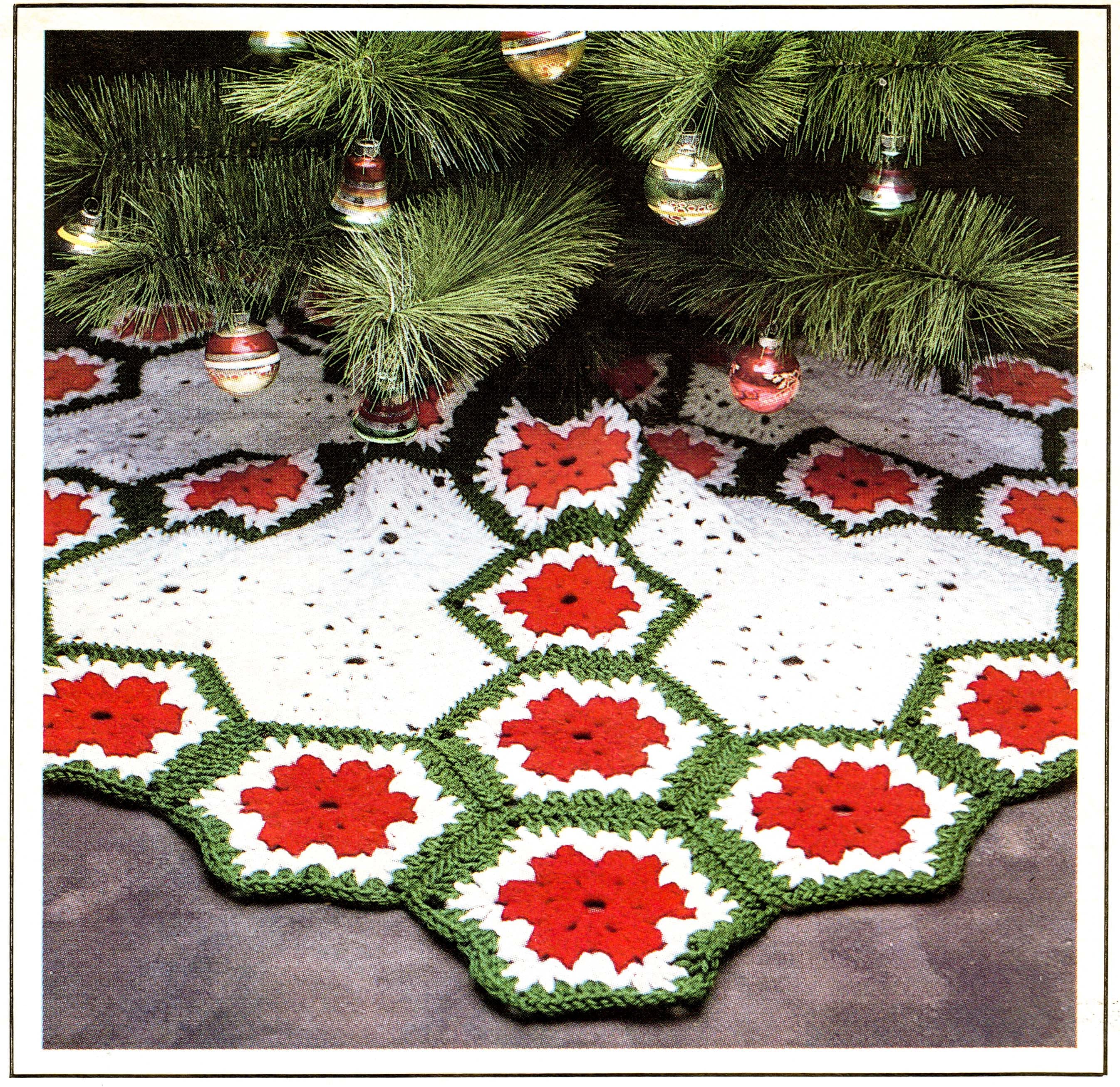 Vintage 80s CROCHET PATTERN Pdf Christmas Tree Skirt Printable Tutorial ...