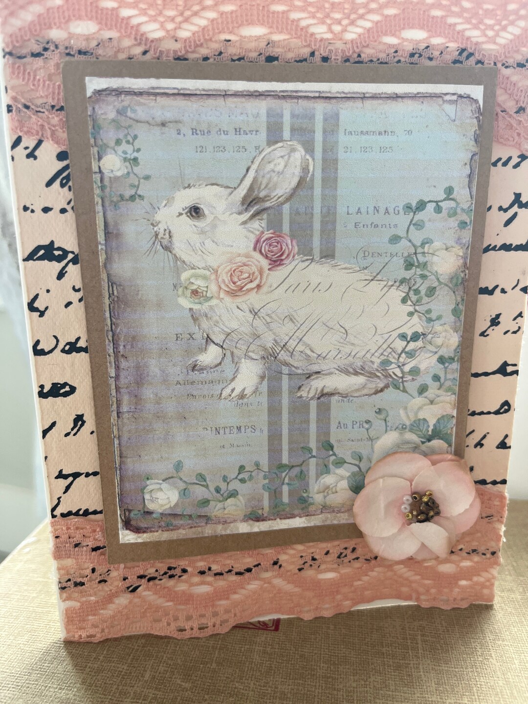 Beautiful Shabby Chic Rabbit Blank Greeting Card - Etsy