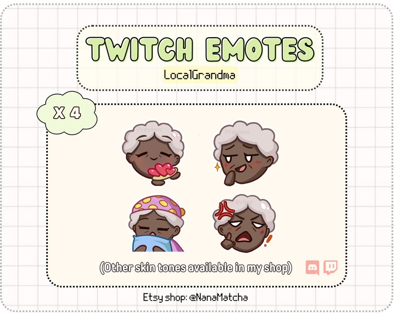 Grand-mère Emote Pack Twitch Discord Love Heart Angry Sleeping Hehe - Etsy