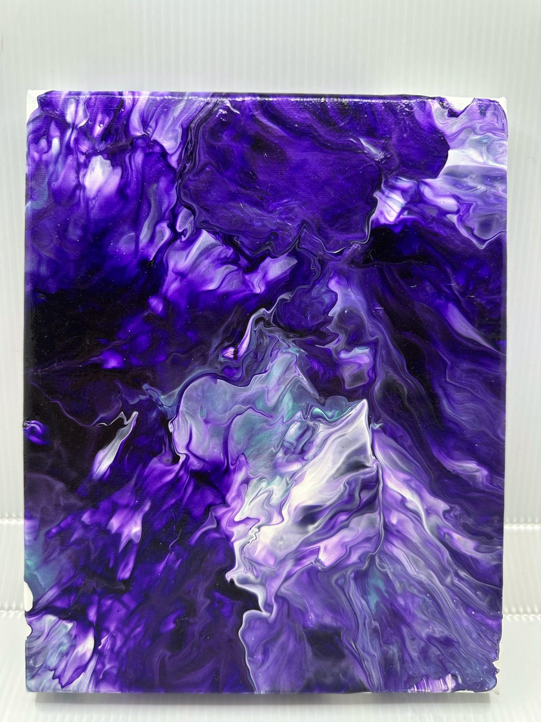 Original Artwork Abstract Paint Pour Acrylic Canvas Wall Art Purple ...