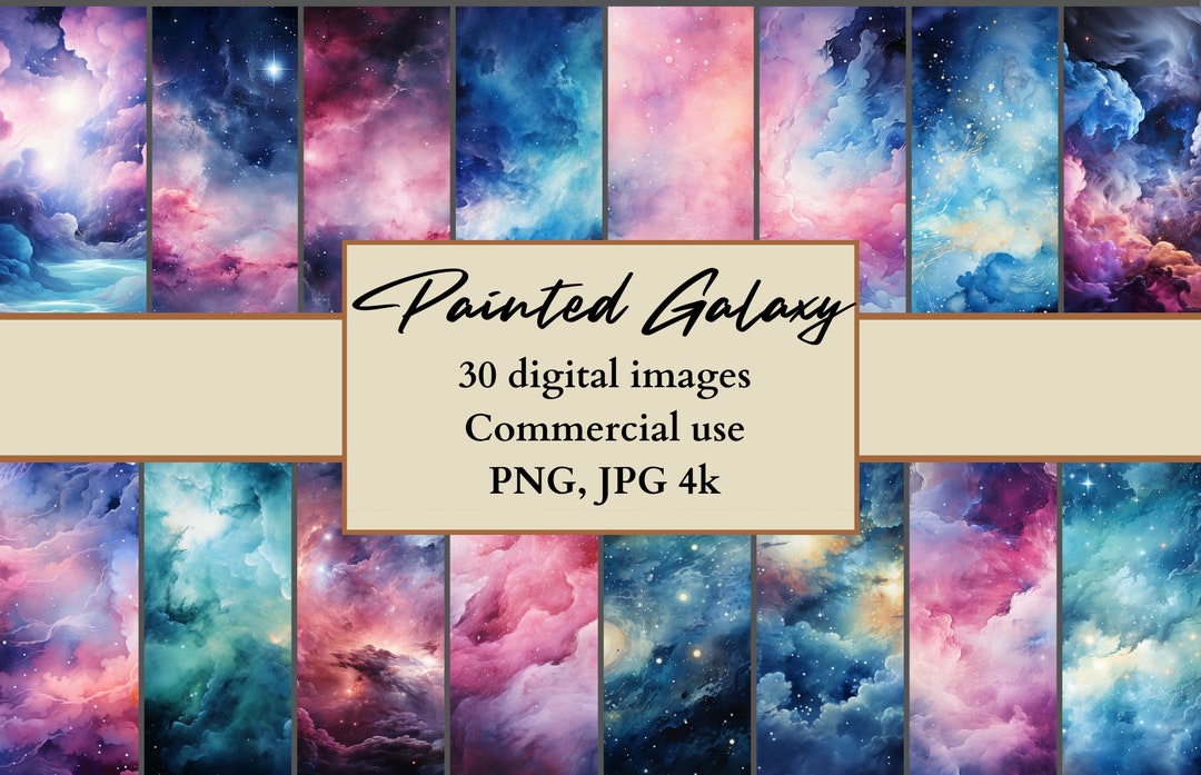 30 Digital Galaxy Paper Painted Watercolor Starry Night Wallpaper ...