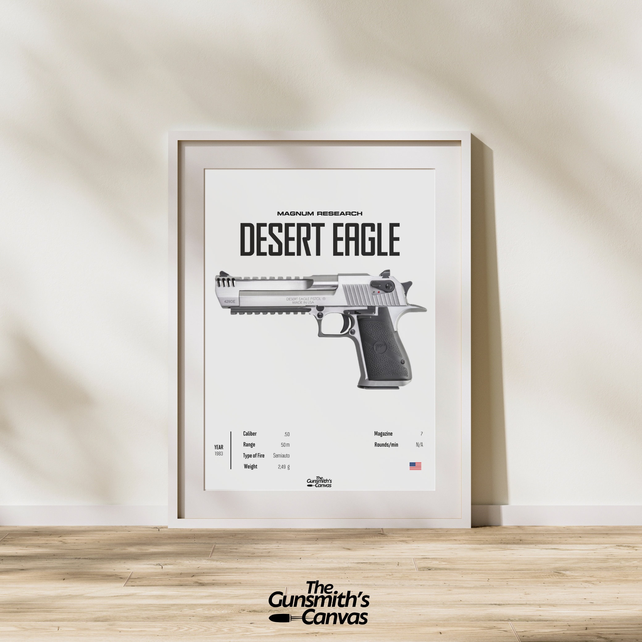 Desert Eagle Firearm Wall Deco Military Line Art for A Gun Enthusiast ...