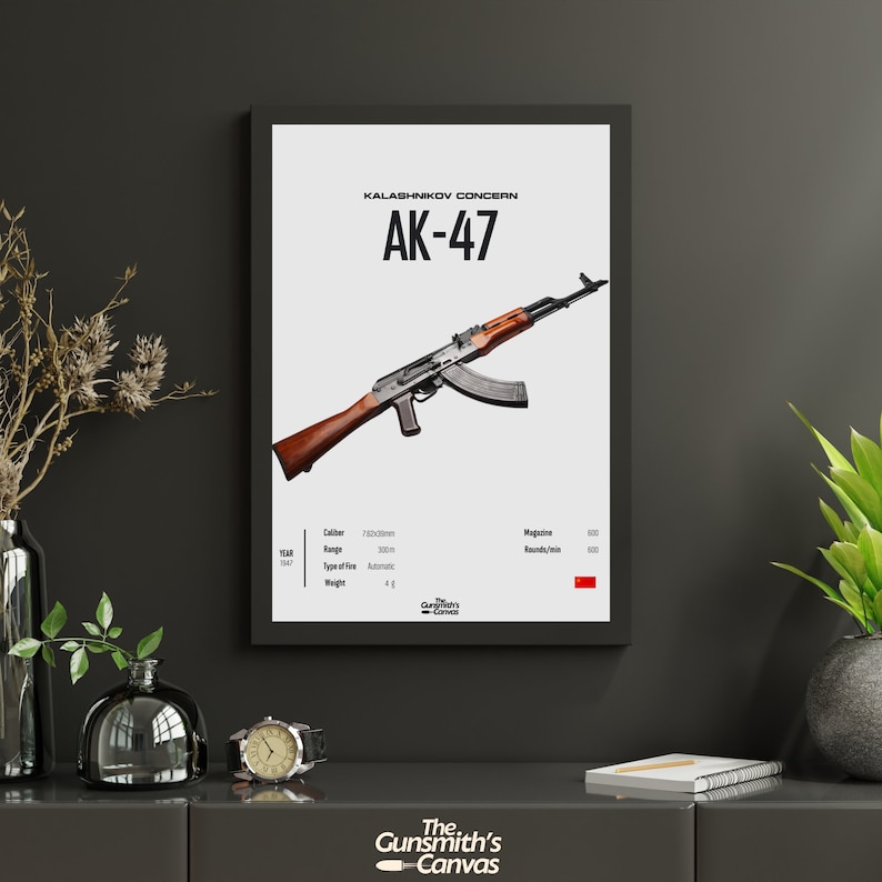 AK47 Firearm Wall Deco Military Line Art for A Gun - Etsy