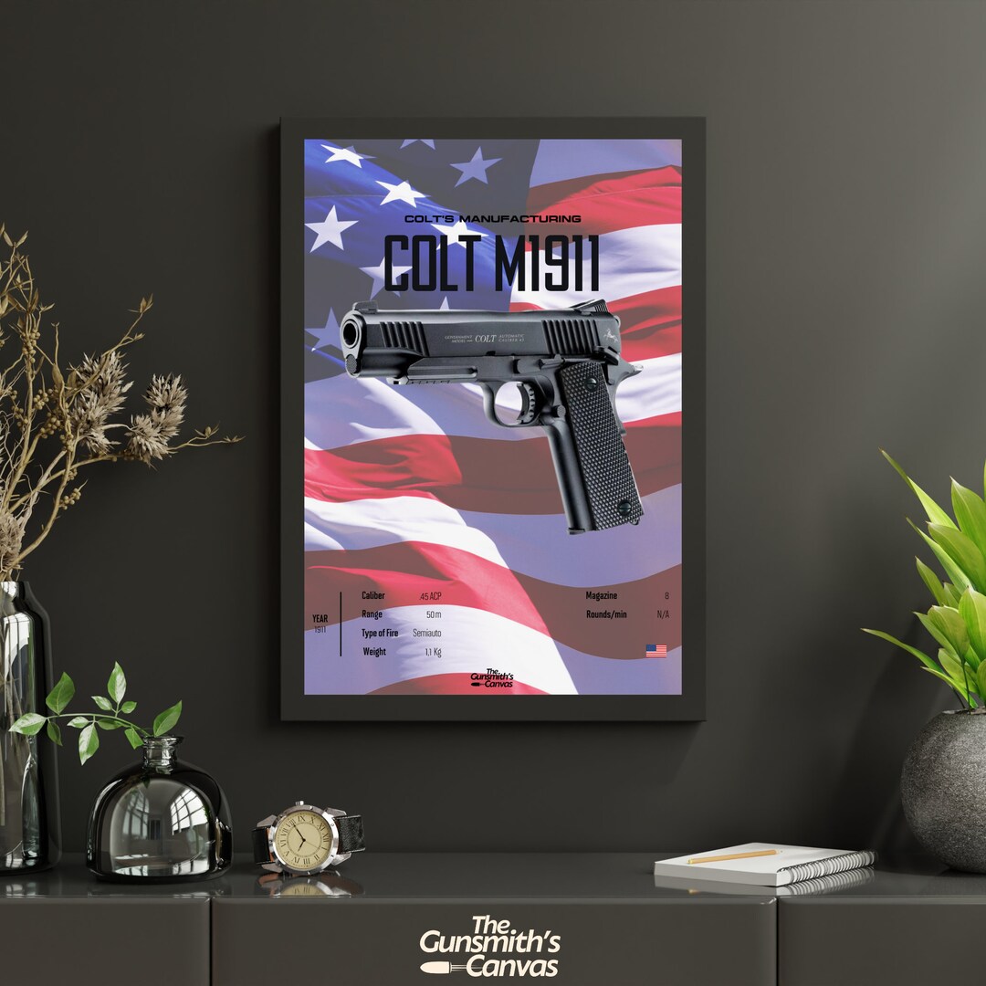 COLT M1911 POSTER, Digital Download, Vintage Pistol, American Heritage ...