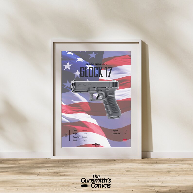 GLOCK 17 POSTER, Digital Download, Modern Pistol, Law Enforcement Icon ...