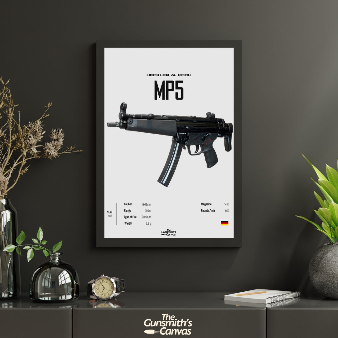 MP5 Firearm Wall Deco Military Line Art for A Gun Enthusiast - Etsy