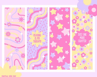 Retro Happy Flowers Bookmark Collection colorway 2 - Etsy