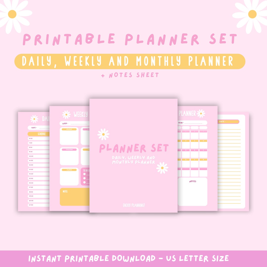 Printable Planner Set, Daily Weekly Monthly Planners, to Do List ...