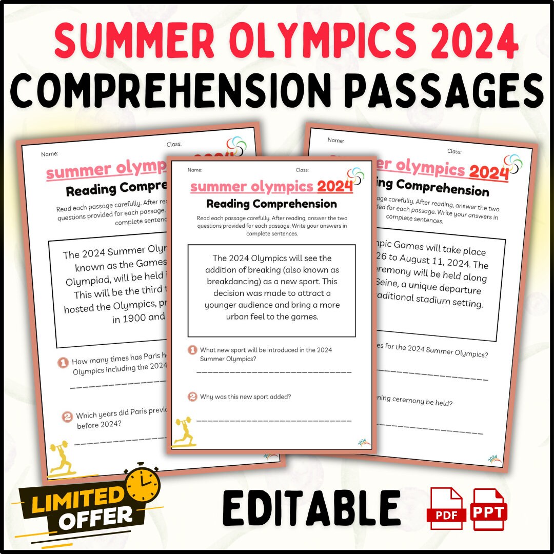Summer Olympics 2024 Reading Comprehension Passages and Questions - Etsy