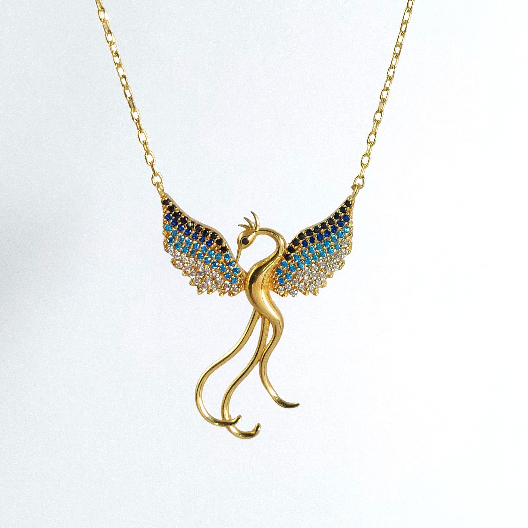 Phoenix Necklace With Colorful Gemstone 925 Silver Phoenix Pendant ...
