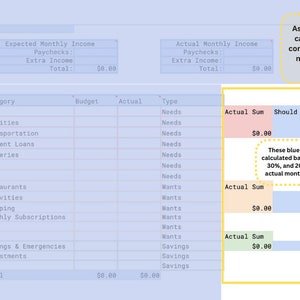 50/30/20 Monthly Budget Template - Etsy