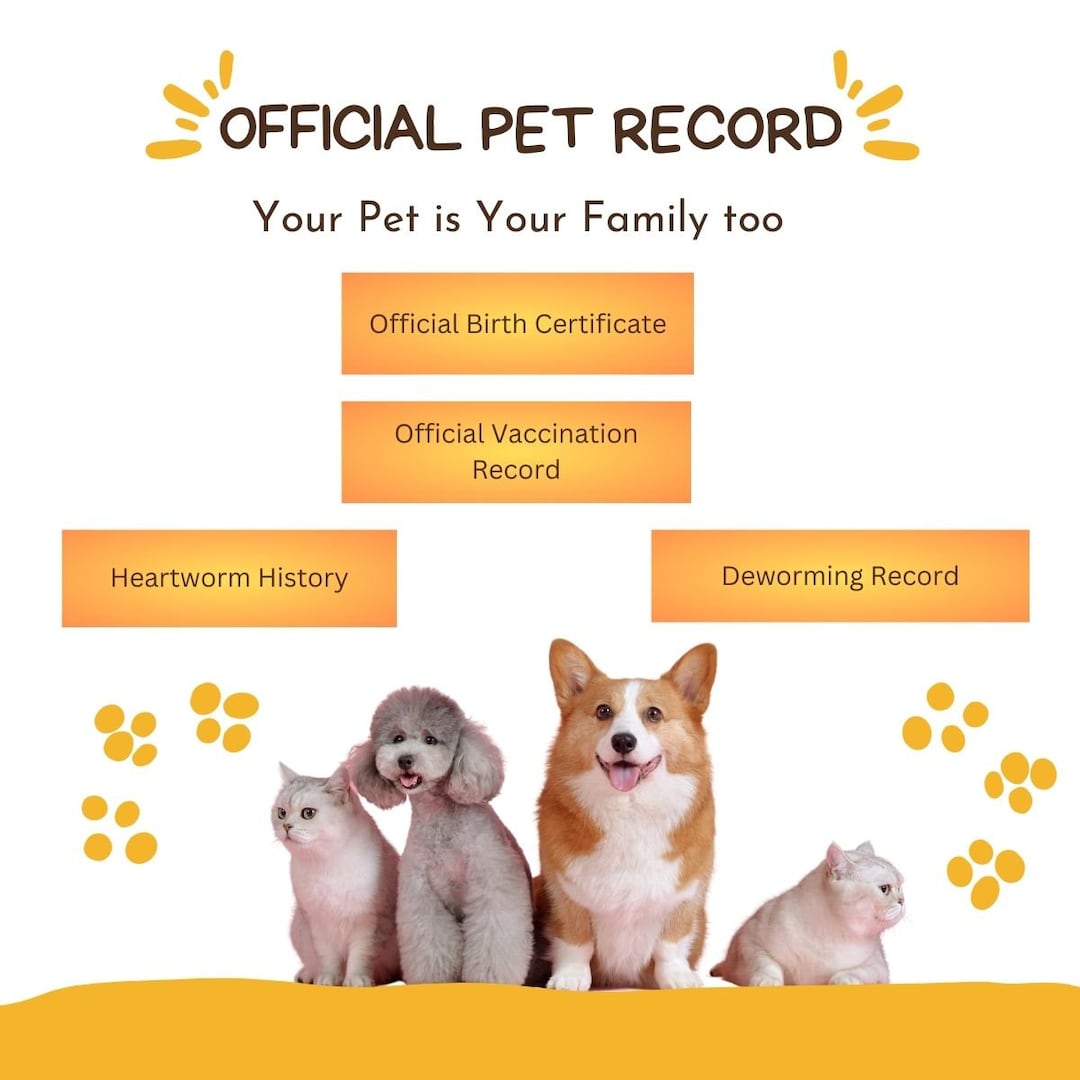 Official Pet Birth Certificate, Pet Health Records, Deworming Record ...