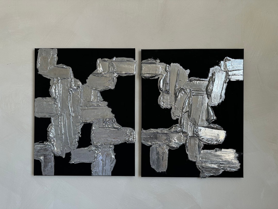 ROBOTS - Set of 2 Abstract Textured Wall Art | 3D Abstract Art - Etsy