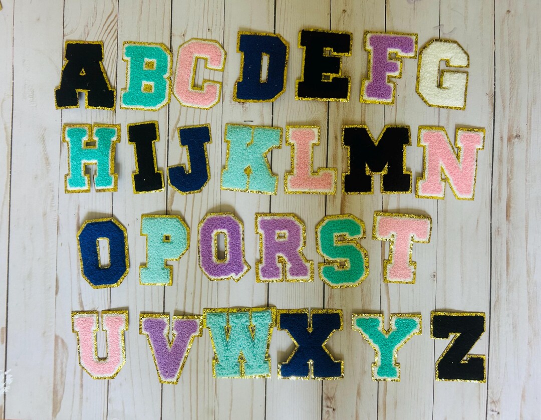 Large Chenille Letters, Preppy Letters, Varsity Letters, White, Blue ...