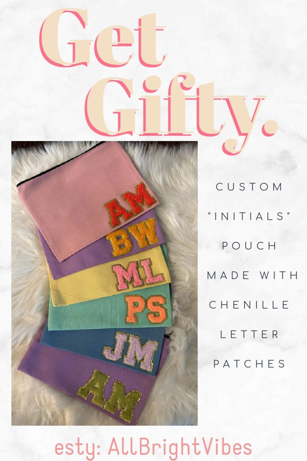 Personalized Pouch Bag - Beautiful Canvas Pouch With up to 3 Letters ...