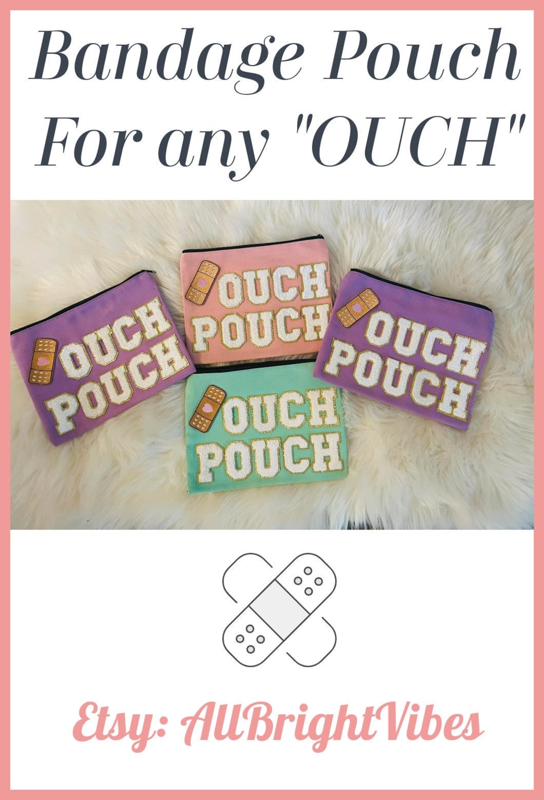 Bandage ouch Pouch Bag Canvas Pouch for Bandages on the Go and All Your ...