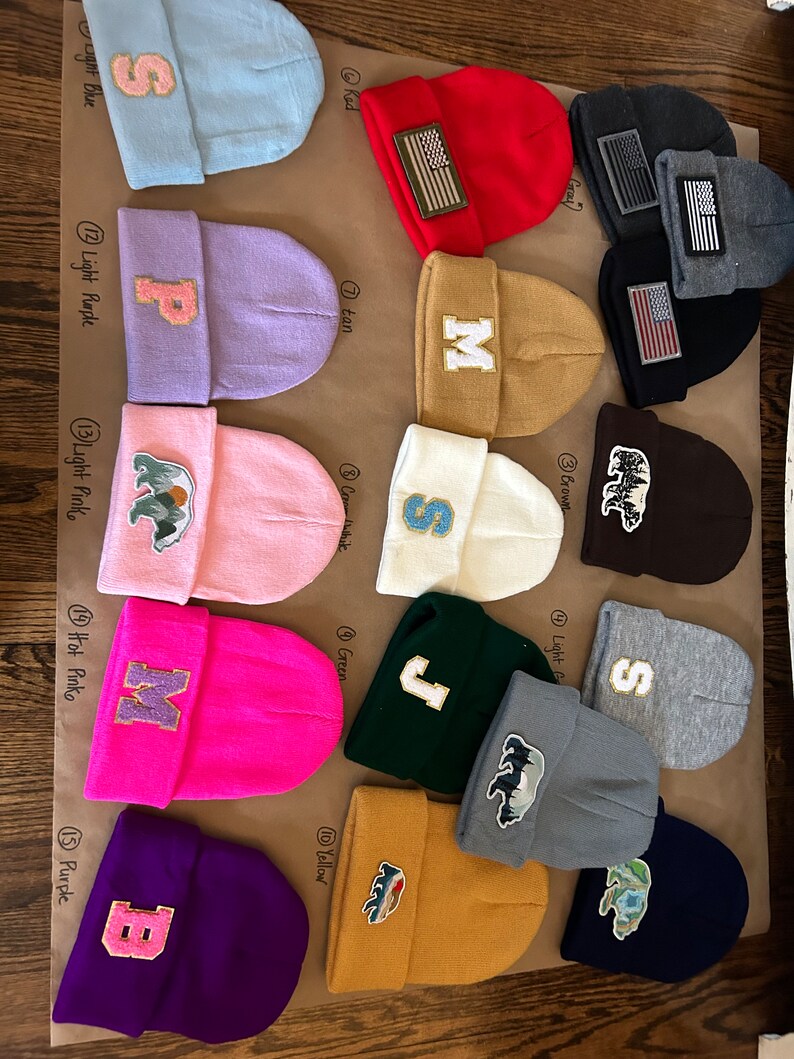 Personalized Beanie Hats With Patch - Adult and Kids - Etsy