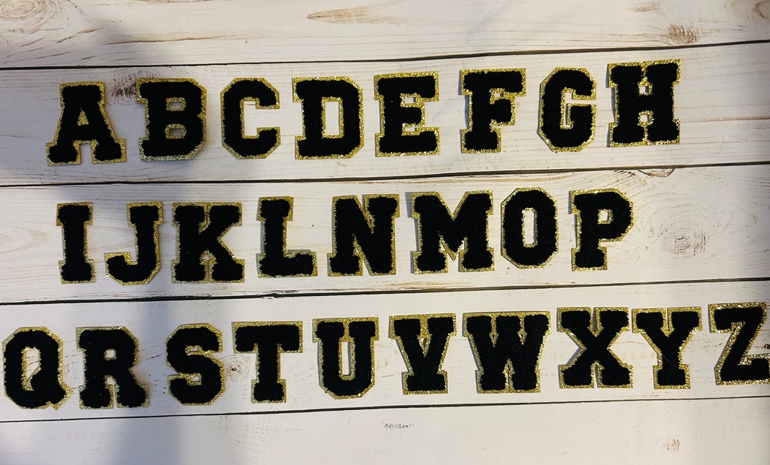 Black and Gold Letters Black Chenille Letters With Gold Trim Self ...