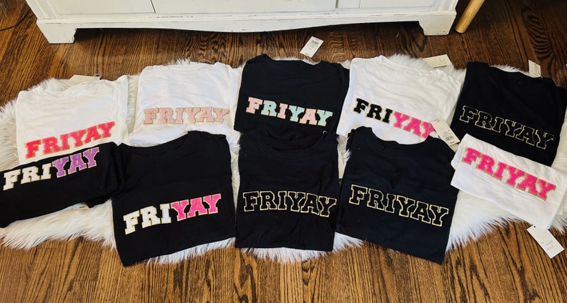 Friyay Chenille Letter Patch Shirts, Letter Patch With Gold Trim ...