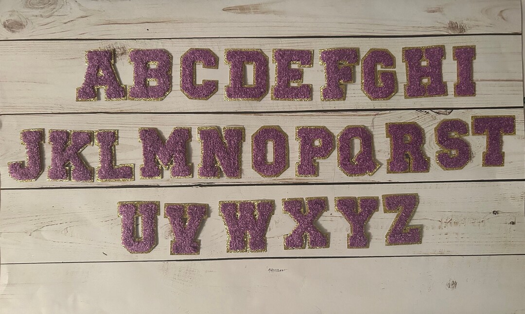 Purple and Gold Letters - Purple Chenille Letters With Gold Trim - Self ...