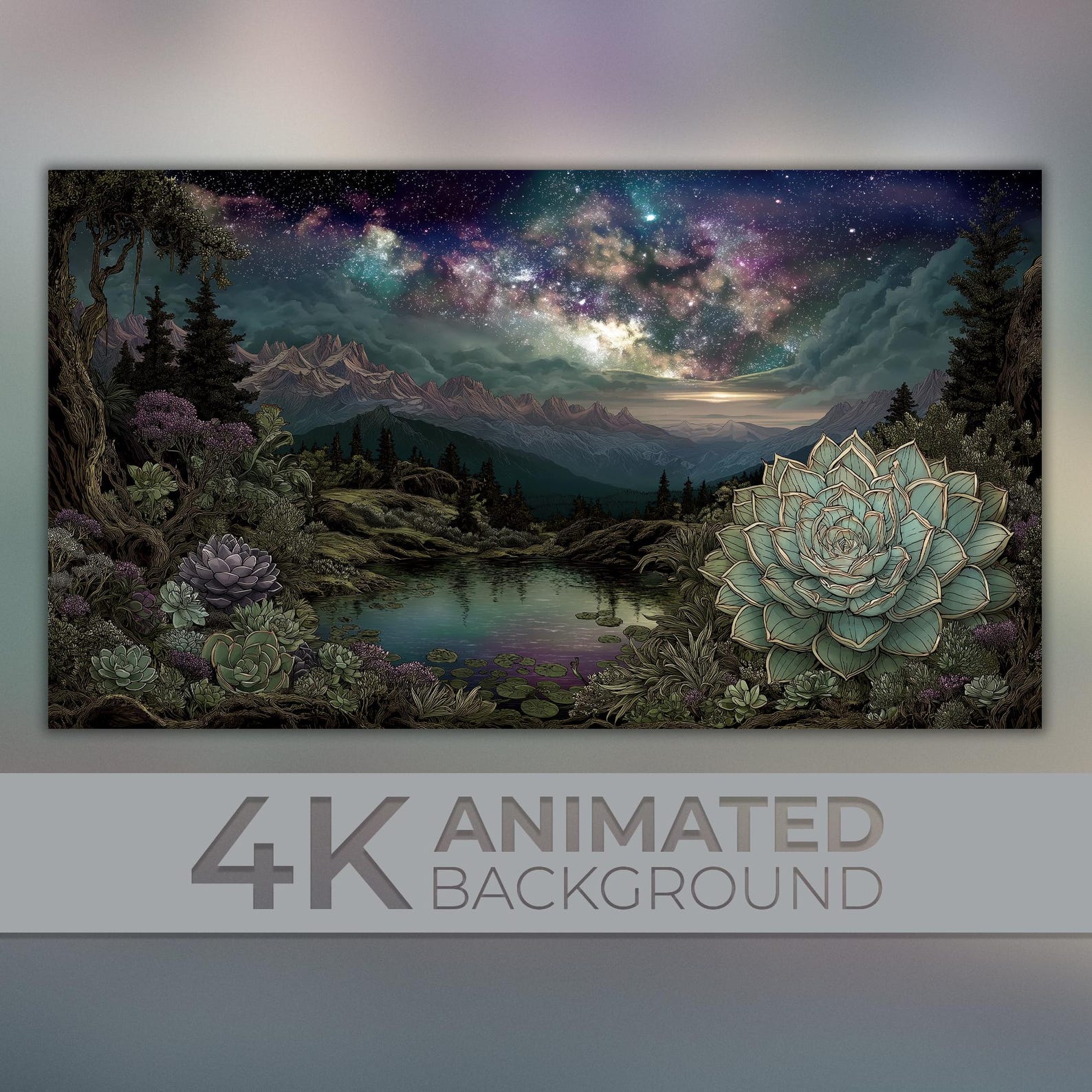 4K Animated Background, Fantasy Botanical , Cosmic Garden, Succulent ...