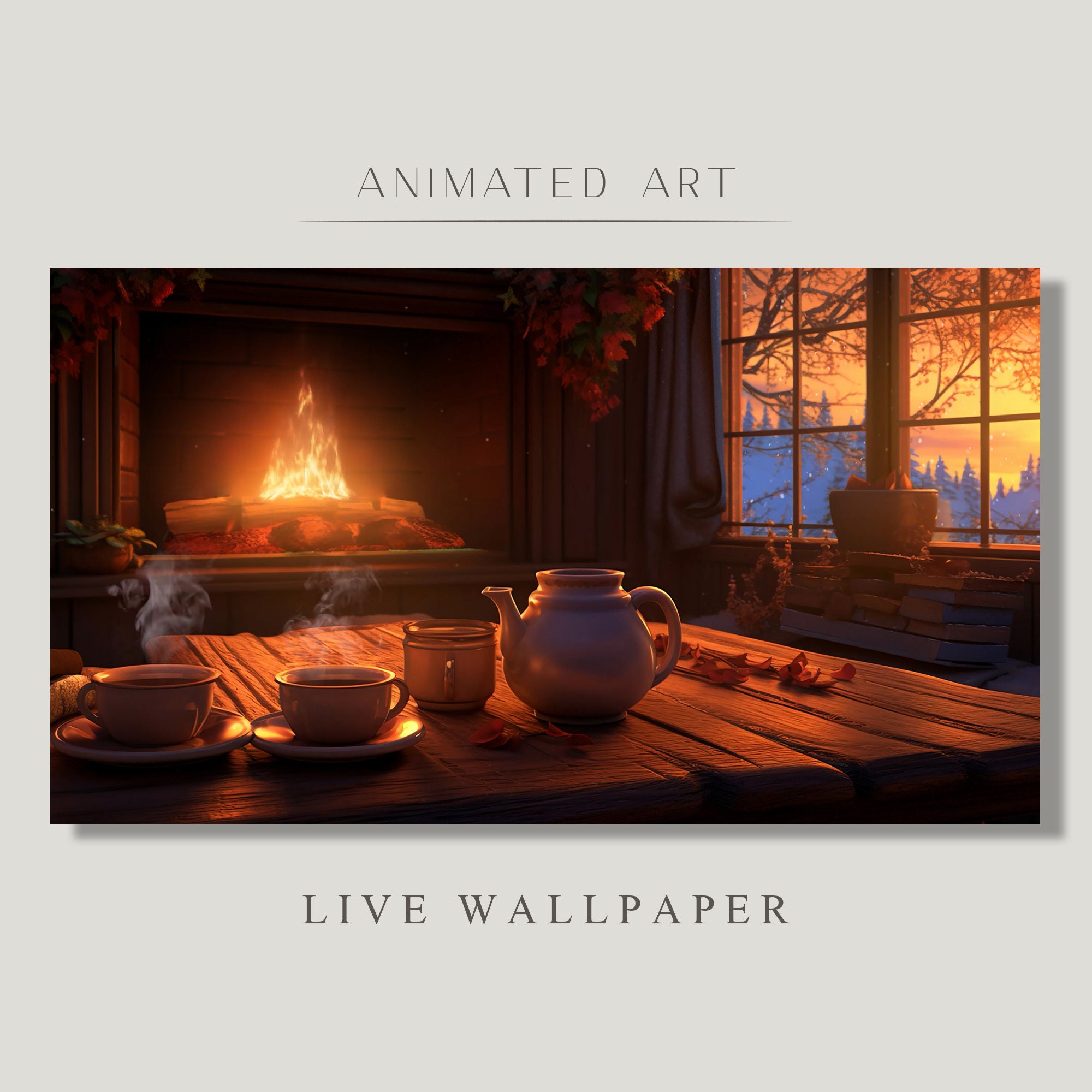 Cozy Tea Time Animation, Animated Background, Tea and Fireplace, Home ...