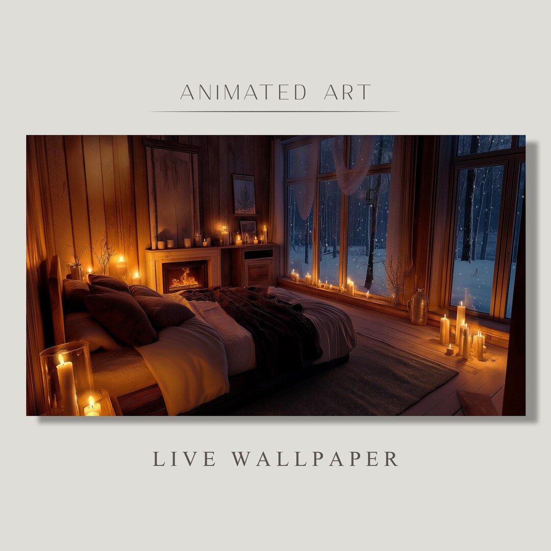 Animated Background, Winter Night Retreat, Snowy Night Haven, Warm ...