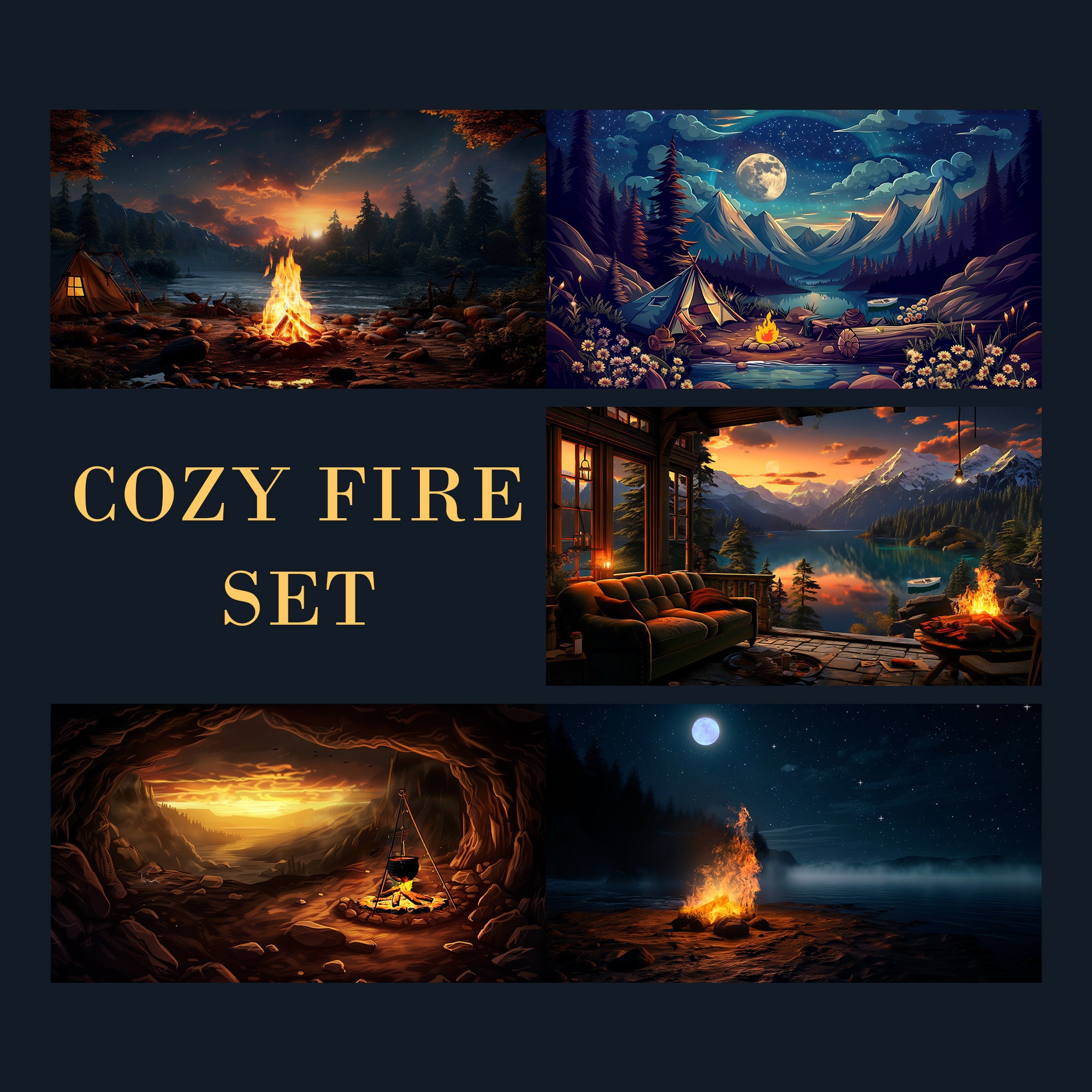 Animated Background, Cozy Campfire Set, Nature Bonfire, Fire Animation ...