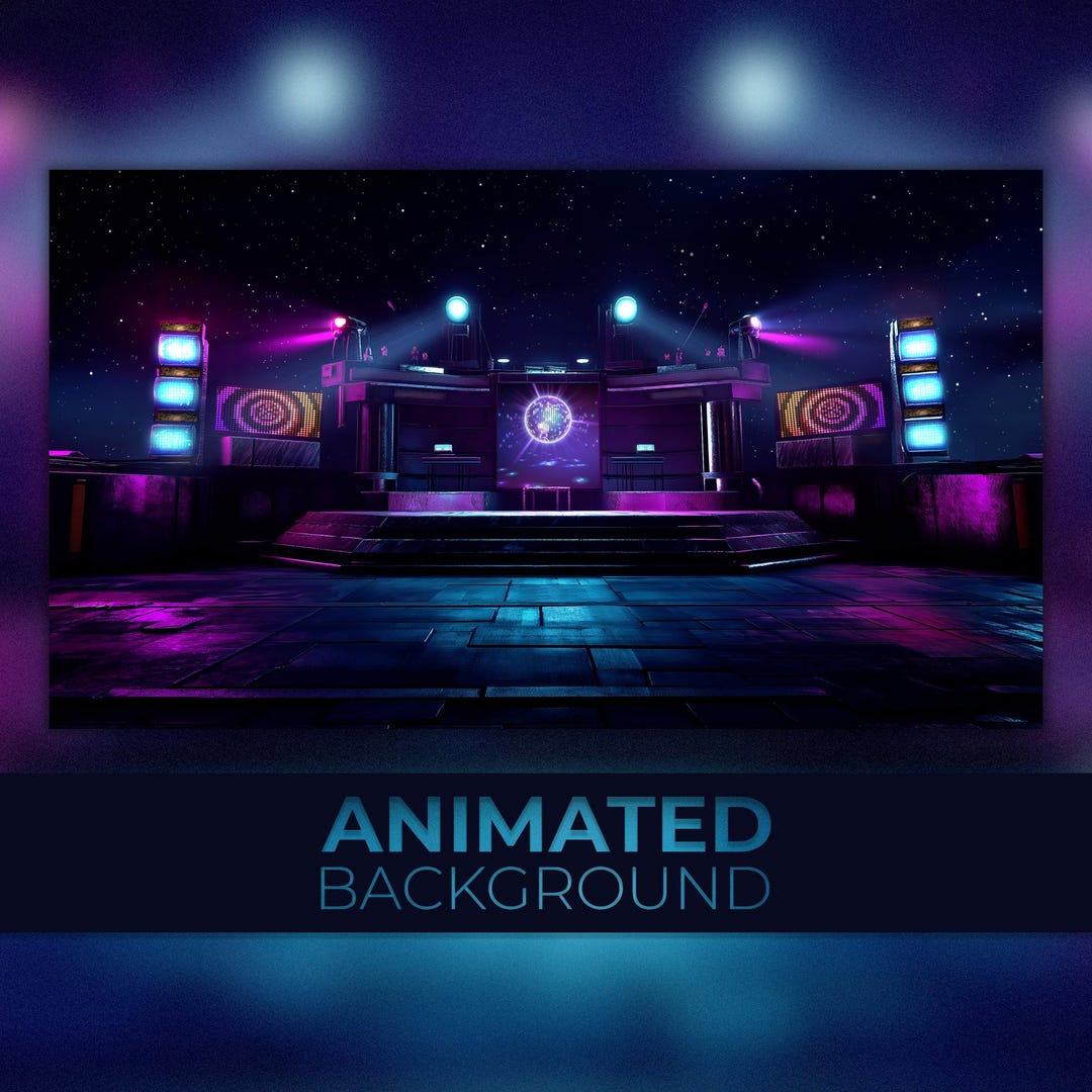 Animated Background, Cyber Rave Night, Synthwave Party, Disco Stage ...