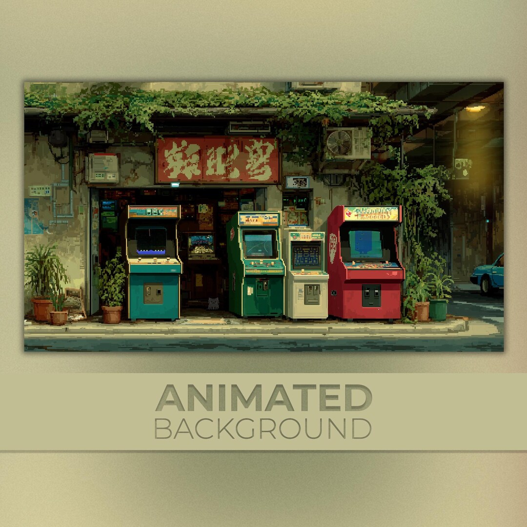 Animated Background, Street Gaming, Arcade Game Machine, Vintage Asian ...