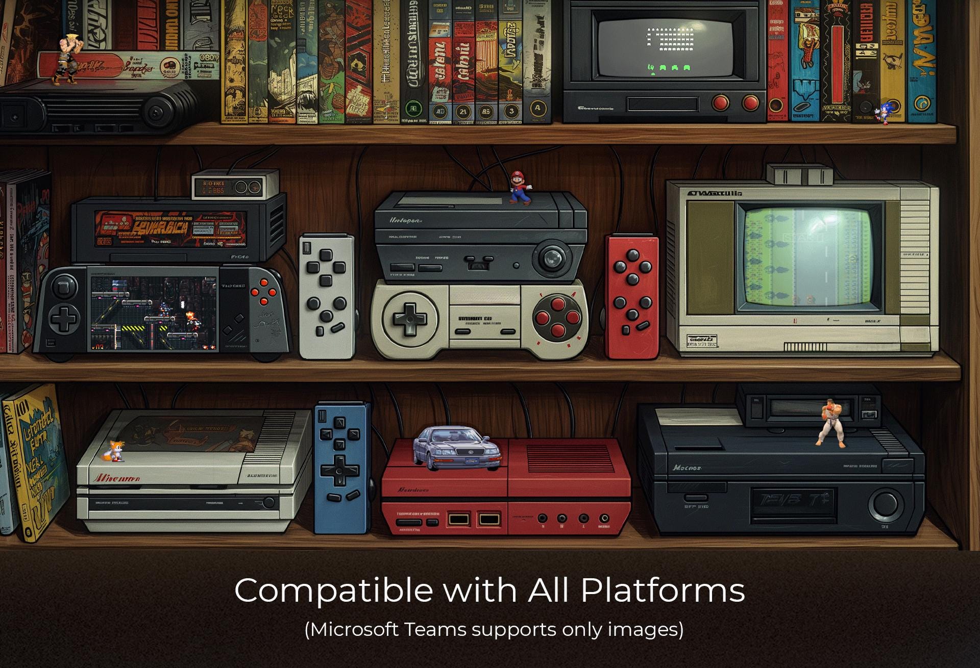 Animated Background, Retro Console Shelf, 90s Video Game Room, Old ...