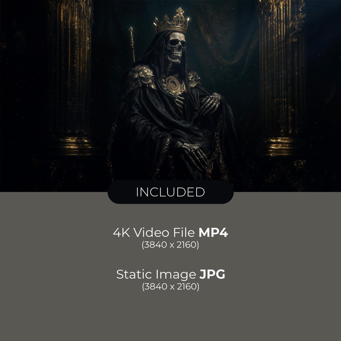 4K Animated Background, Skeleton King, Dark Crown, Necroking’s Domain ...