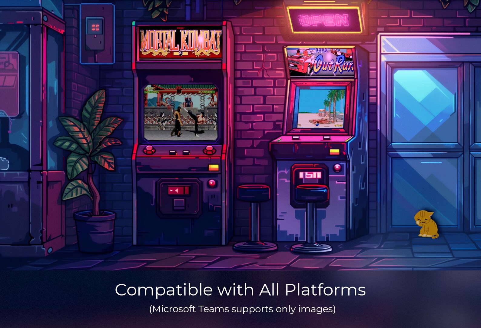 Animated Background, 90s Arcade Game Machine, Retro Games, Neon Play ...