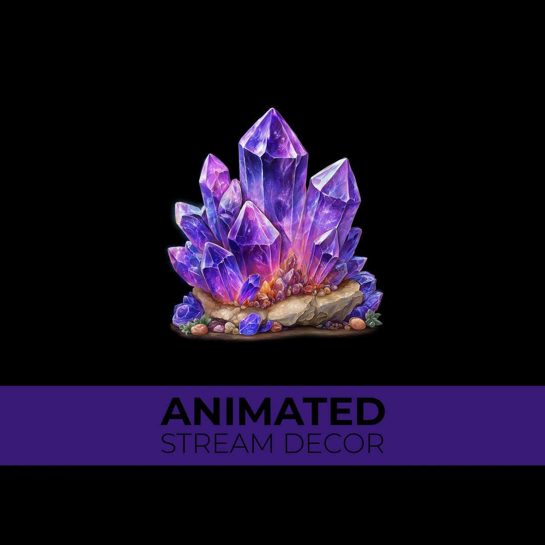 Animated Stream Decor, Purple Crystal Cluster, Elven Enchanted Crystals ...