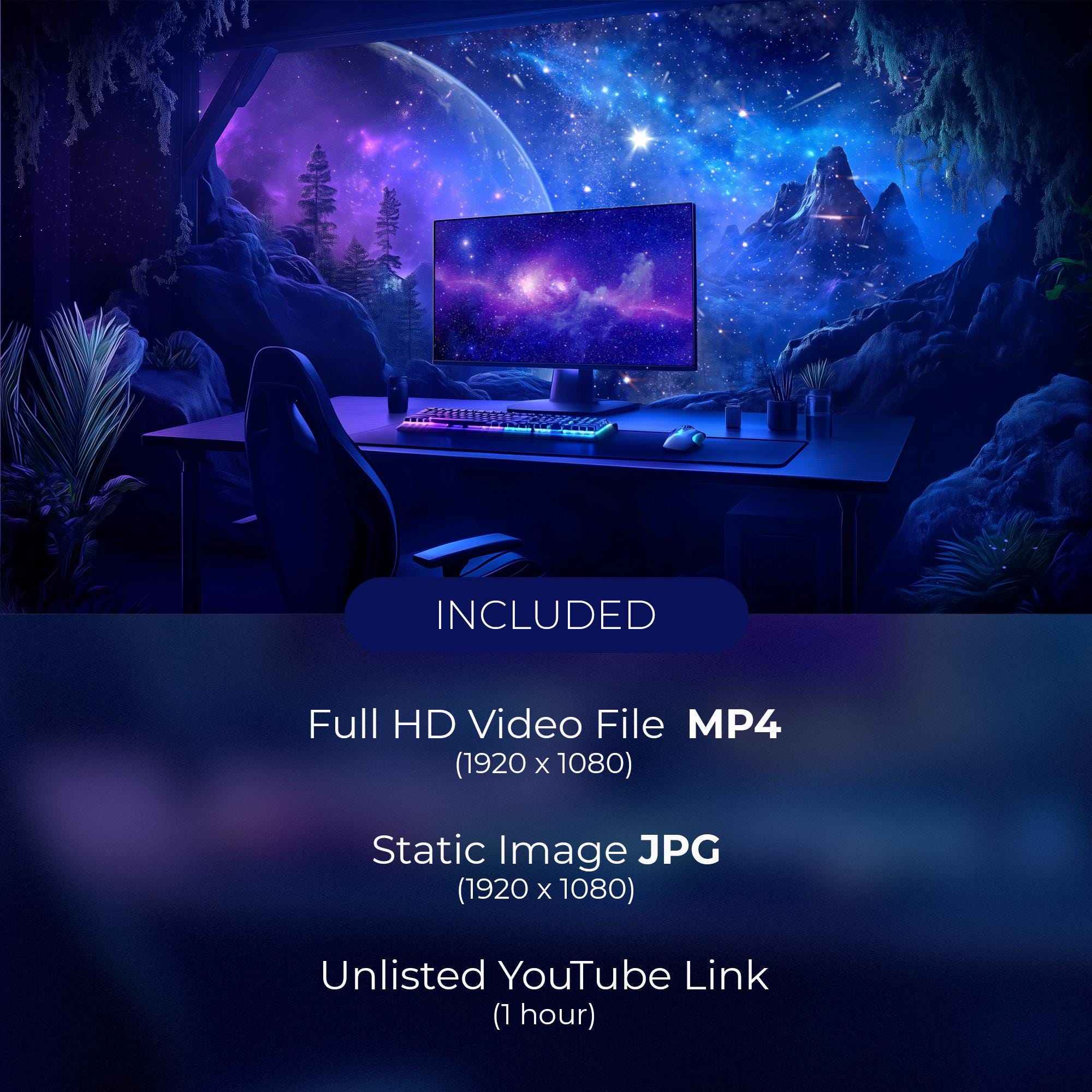 Animated Background, Galaxy Workstation, Interstellar Office, Cosmic ...