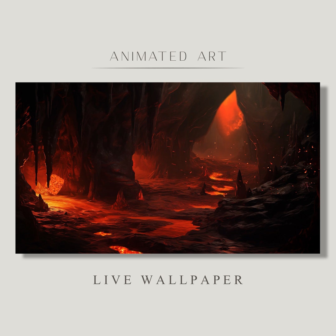 Animated Background, Lava Cave, Inside the Volcano, Fire Cave, Inferno ...