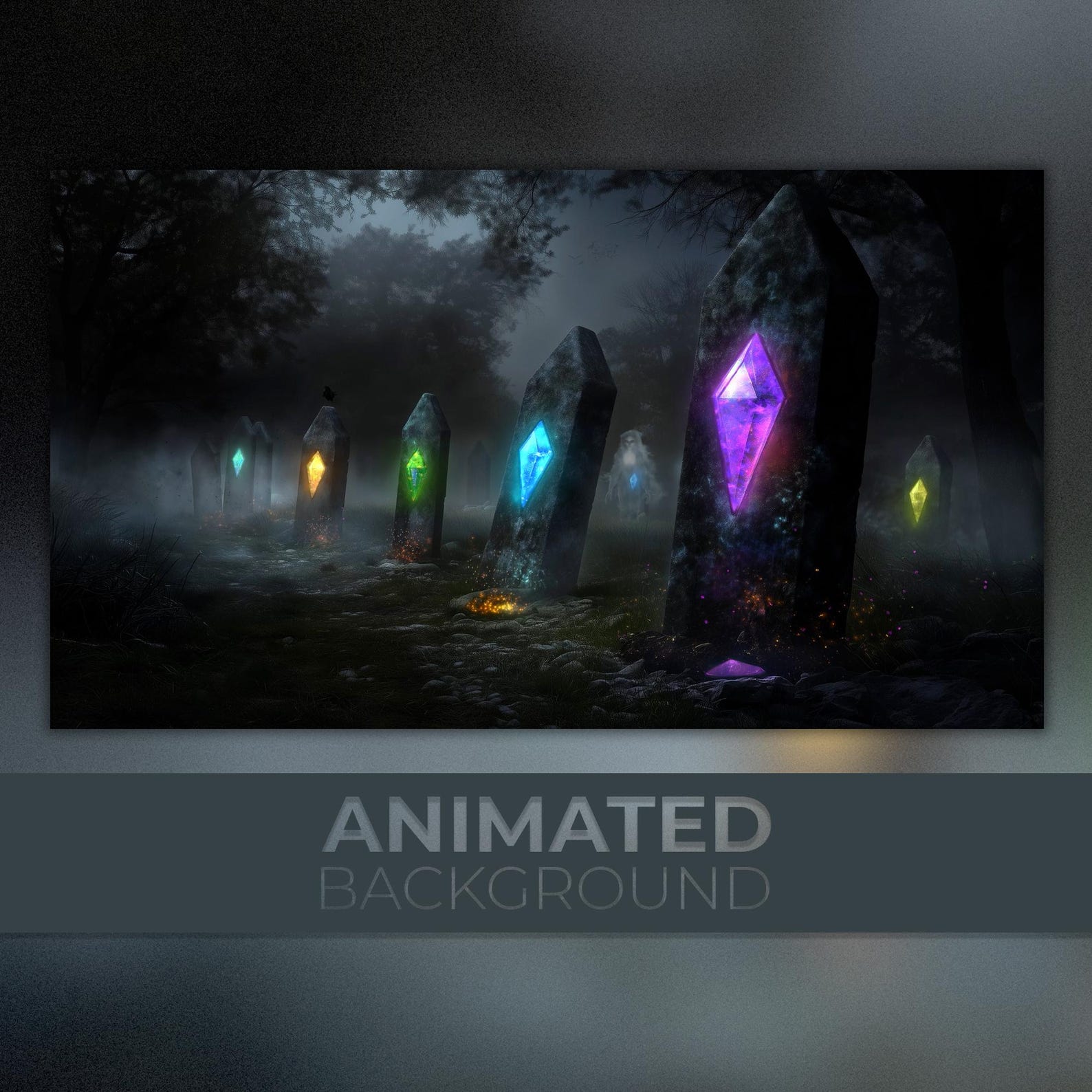 Animated Background, Glowing Crystal Forest, Mystical Gem Woods, Eerie ...