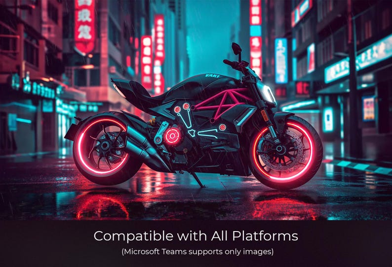 Fundo animado, moto vermelha cyberpunk, motocicleta brilhante, cidade ...