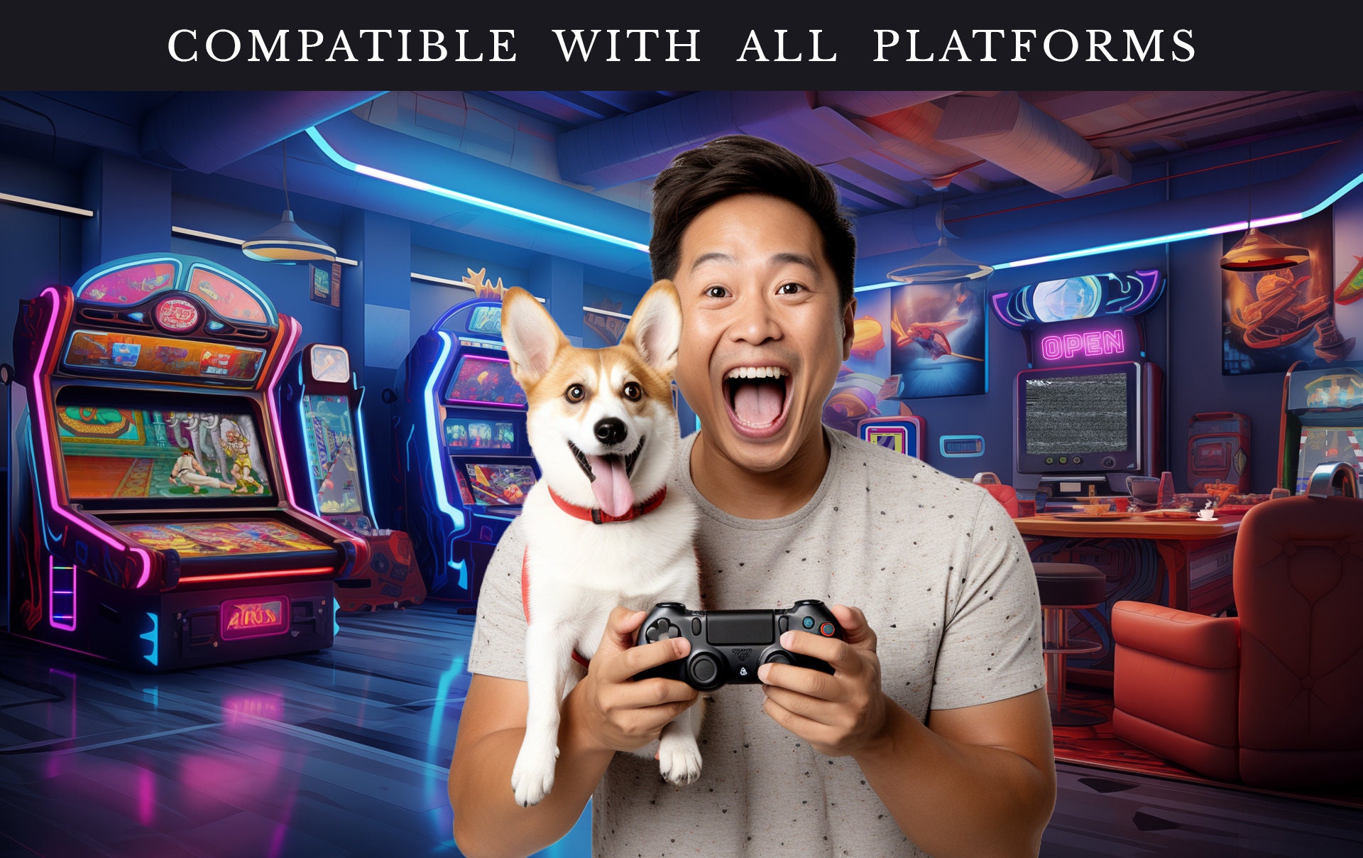 Animated Background, Retro Arcade Room, Game Arcade Hall, 90s Game Room ...