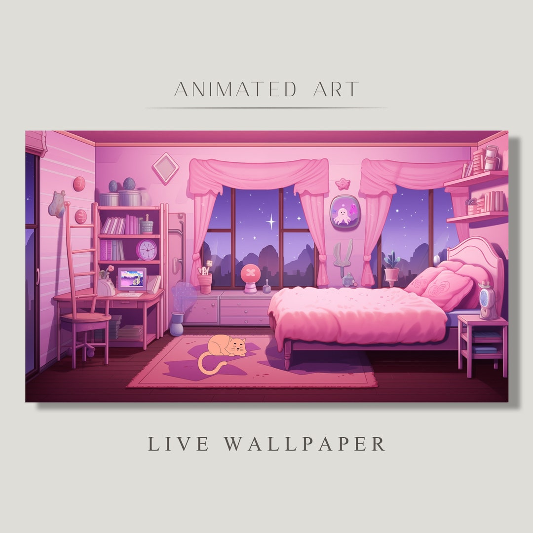 Animated Background, Cute Pink Room, Kawaii Room, Pink Bedroom, Kawaii ...