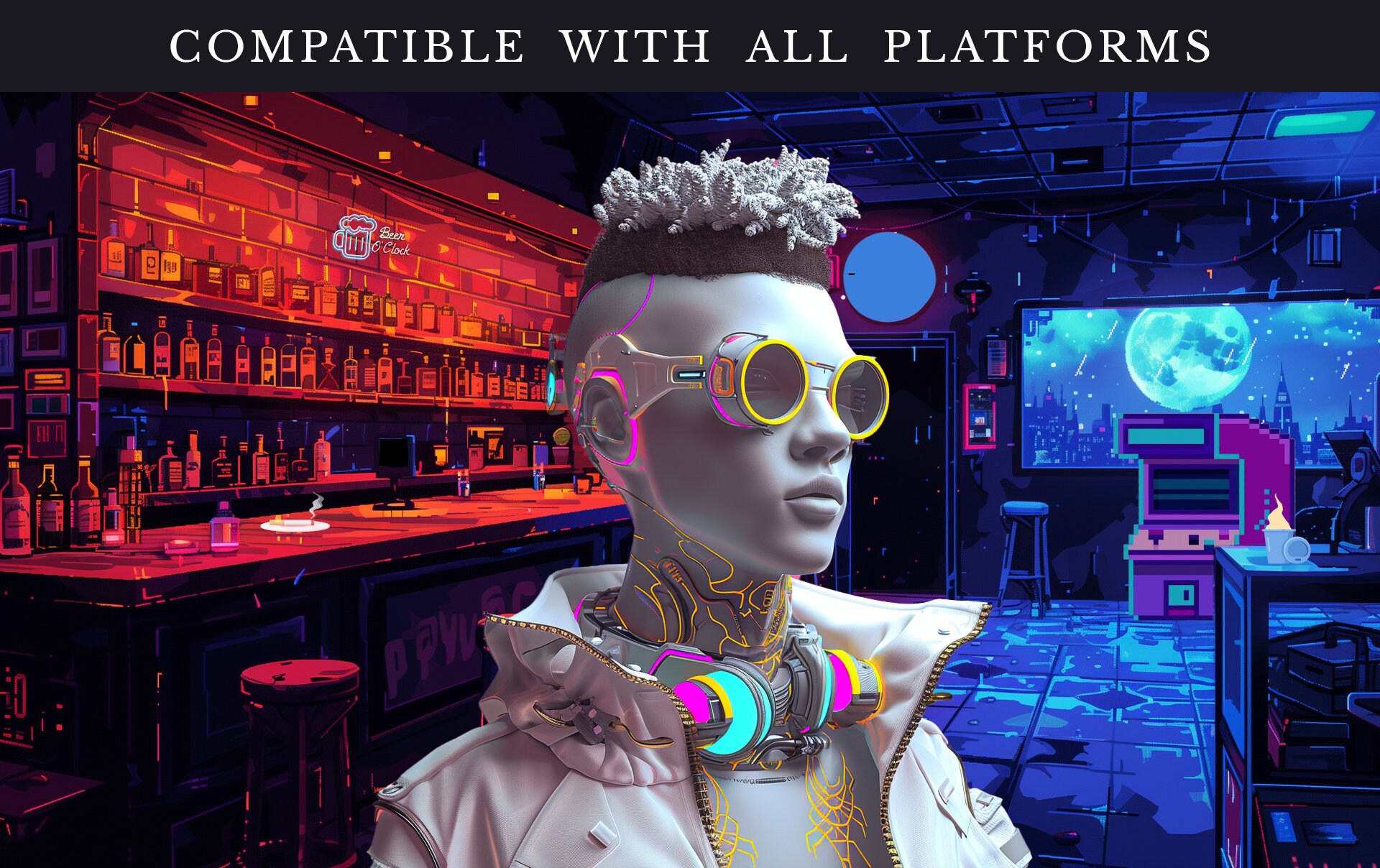 Animated Background, Pixel Night Club, Pixel Pub, 8 Bit Club, 8-bit ...