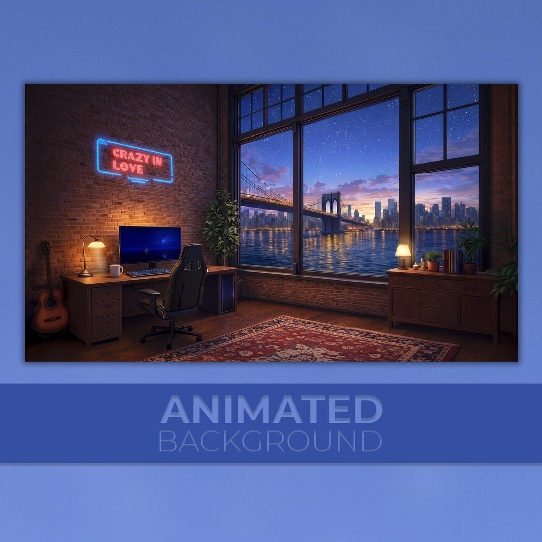 Animated Background, City Sunset Loft, Skyline Room, Evening City View ...