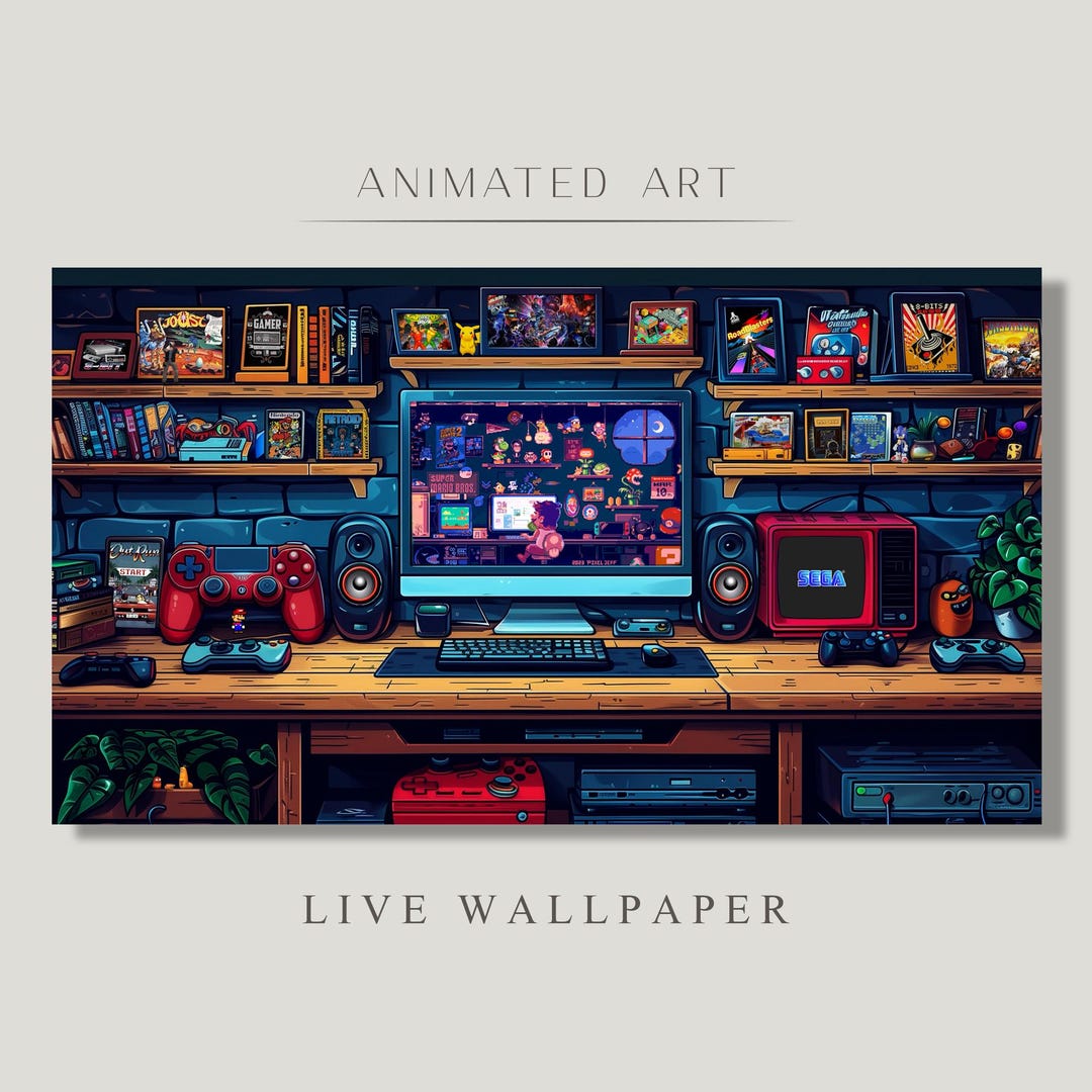 Animated Background, Geek Gamer Room, Retro Video Games, Board Games ...