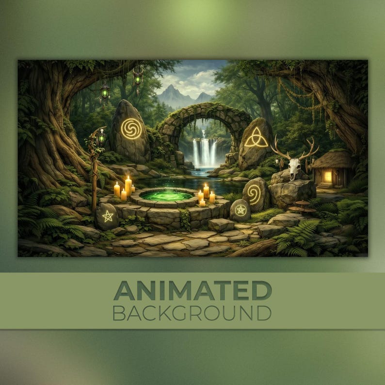 Animated Background, Druid Forest, Runestone Circle, Fantasy Ritual ...