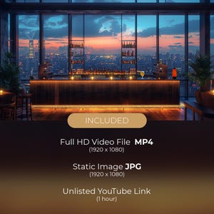 Animated Background, Sunset Sky Bar, Neon City Lounge, Skyline Spirits ...