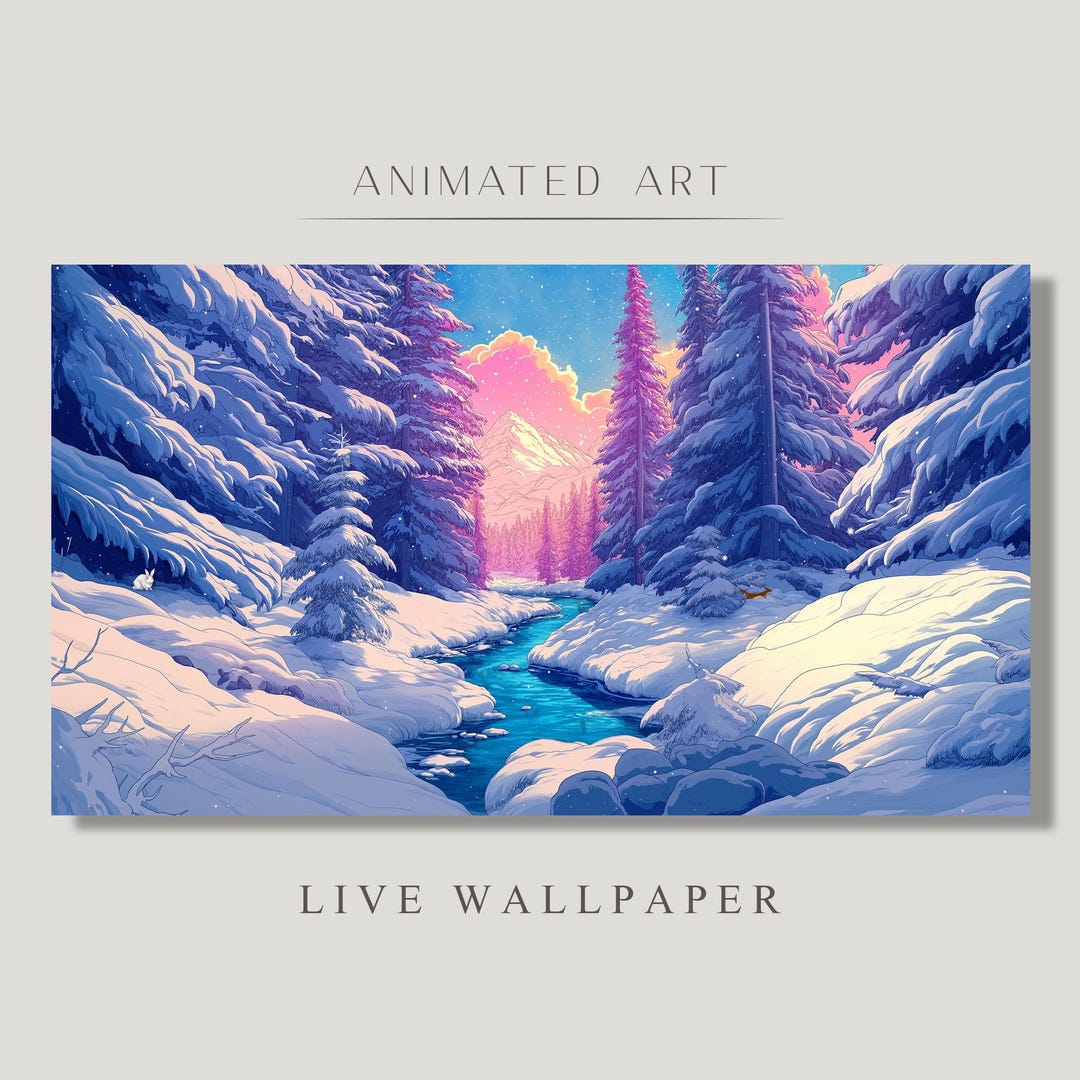 Animated Background, Snow and River, Snowy Serenity, Crystal Creek ...