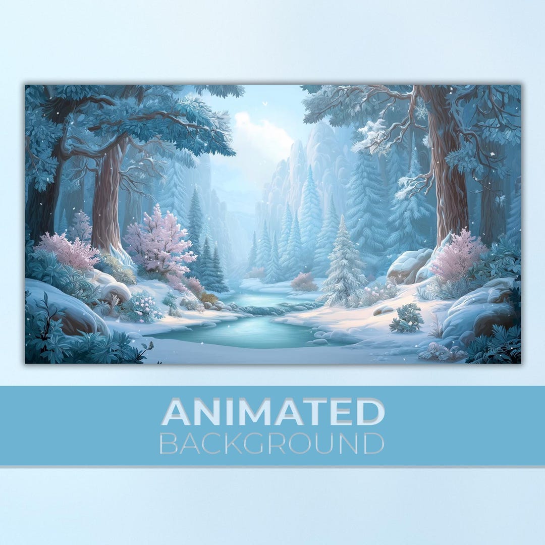 Animated Background, Frozen River, Peaceful Snowy Forest, Silent ...