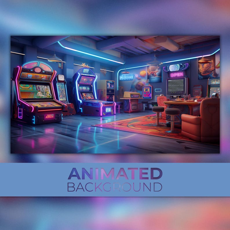 Animated Background, Retro Arcade Room, Game Arcade Hall, 90s Game Room ...